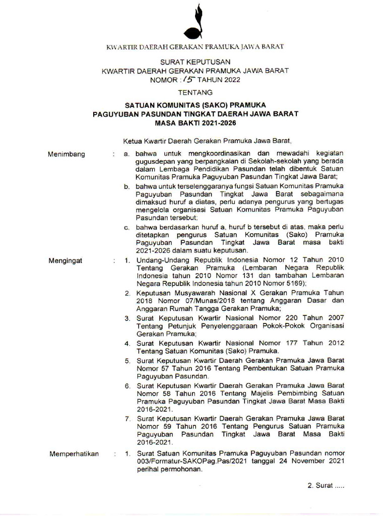 SK SAKO Paguyuban Pasundan 2021-2026 | PDF