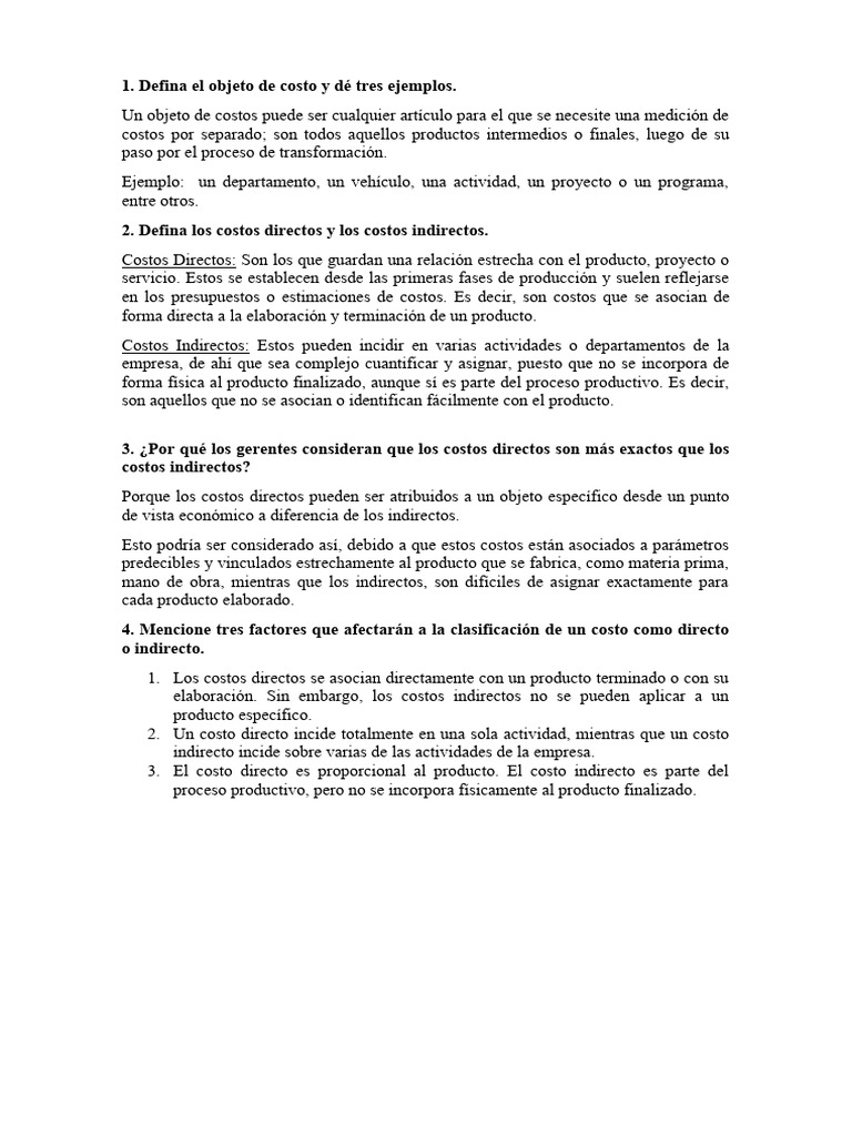 Fund de Contabilidad de Costos Tarea 1.1 | PDF | Costo | Business