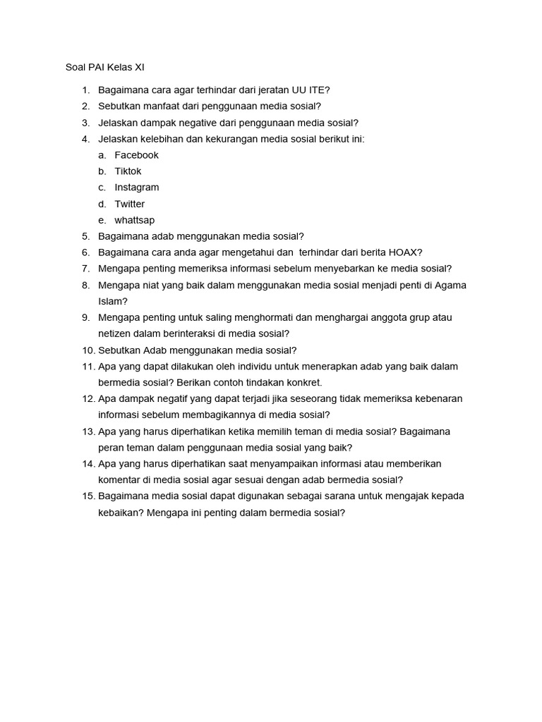 Adab dan Etika Media Sosial PAI XI | PDF | Ilmu Sosial
