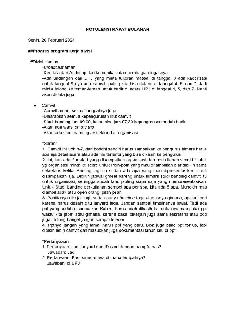 Durasi OSJUR dan Kegiatan Divisi | PDF | Karier & Perkembangan