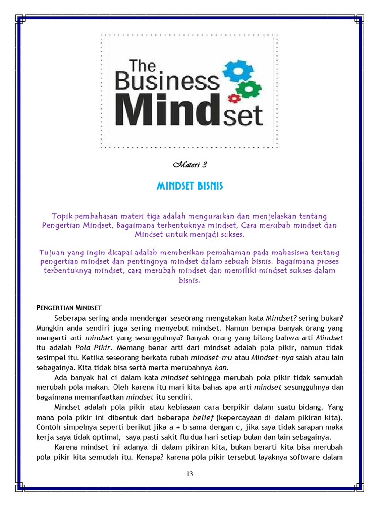 Cara Mengubah Mindset untuk Sukses | PDF