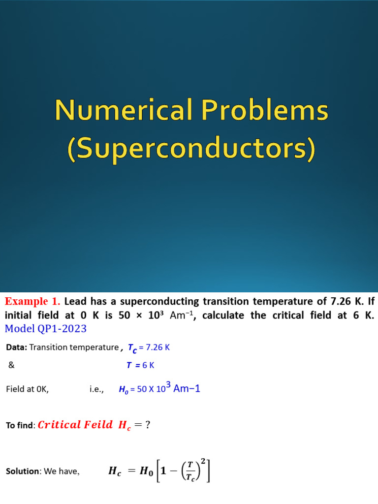 4-Module - Solved Problems - Superconductors | PDF | Superconductivity | Phases Of Matter