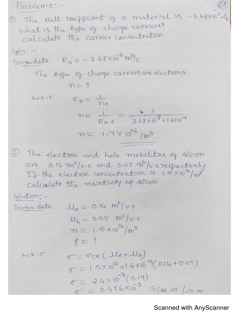 Semiconductors-problems-Dr. KK-BMSCE | PDF