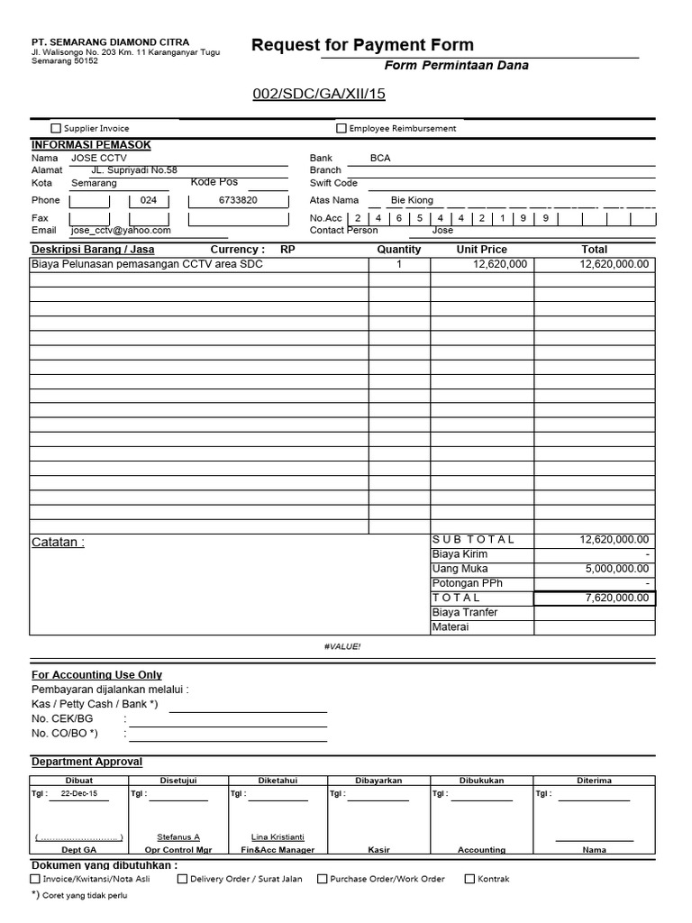 11 November Request Payment Form SDC | PDF