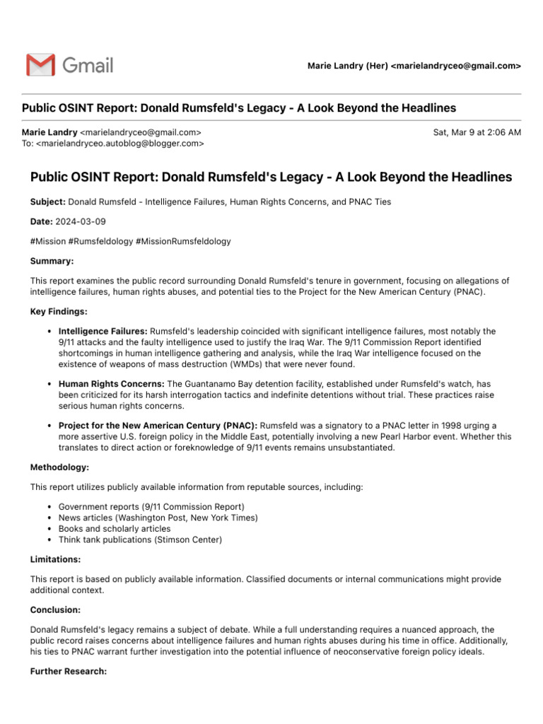 Public OSINT Report: Donald Rumsfeld's Legacy - A Look Beyond The ... Public OSINT Report: Donald Rumsfeld's Legacy - A Look Beyond The ...
