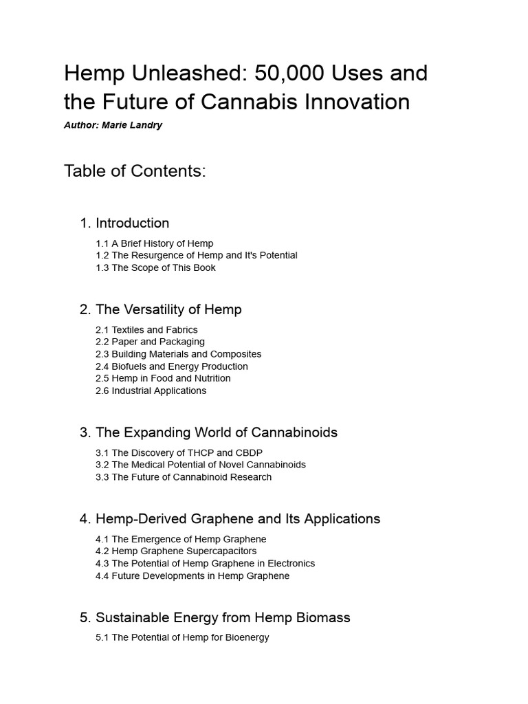 Hemp Unleashed - 50,000 Uses and The Future of Cannabis Innovation ...