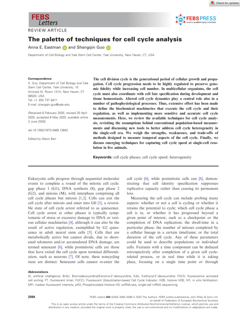 FEBS Letters - 2020 - Eastman - The palette of techniques for cell ...