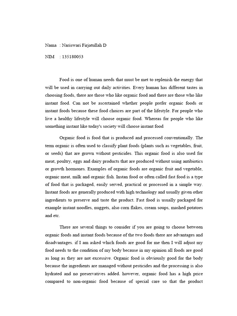 Essay (Which Prefer) | PDF | Foods | Organic Foods