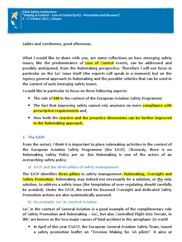 EASA Rule Making Forewords - Jean-Marc Cluzeau | PDF | Safety | Rulemaking