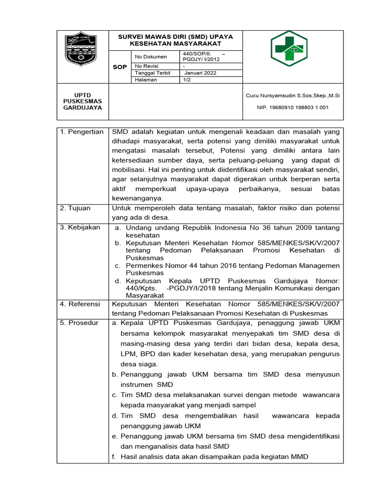 Sop SMD Puskesmas | PDF