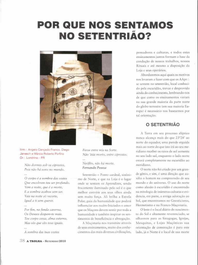 Por Que Nos Sentamos No Setentrião Pergunta Angelo Franco e Outros ...