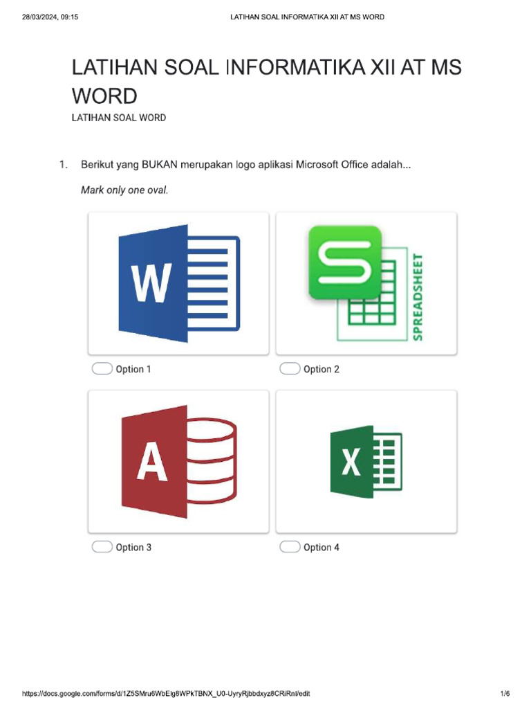 Latihan Soal Informatika Xii at MS Word | PDF
