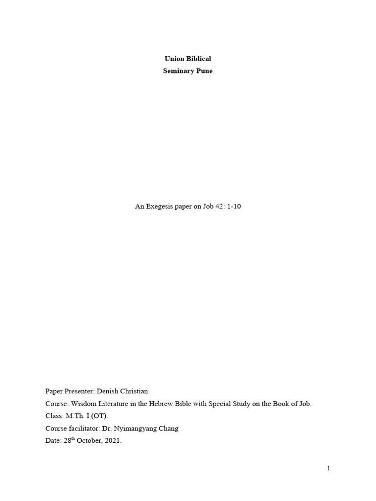 Exegesis On Job 42, 1-10 From Subaltern Perspective | PDF | God | Karma