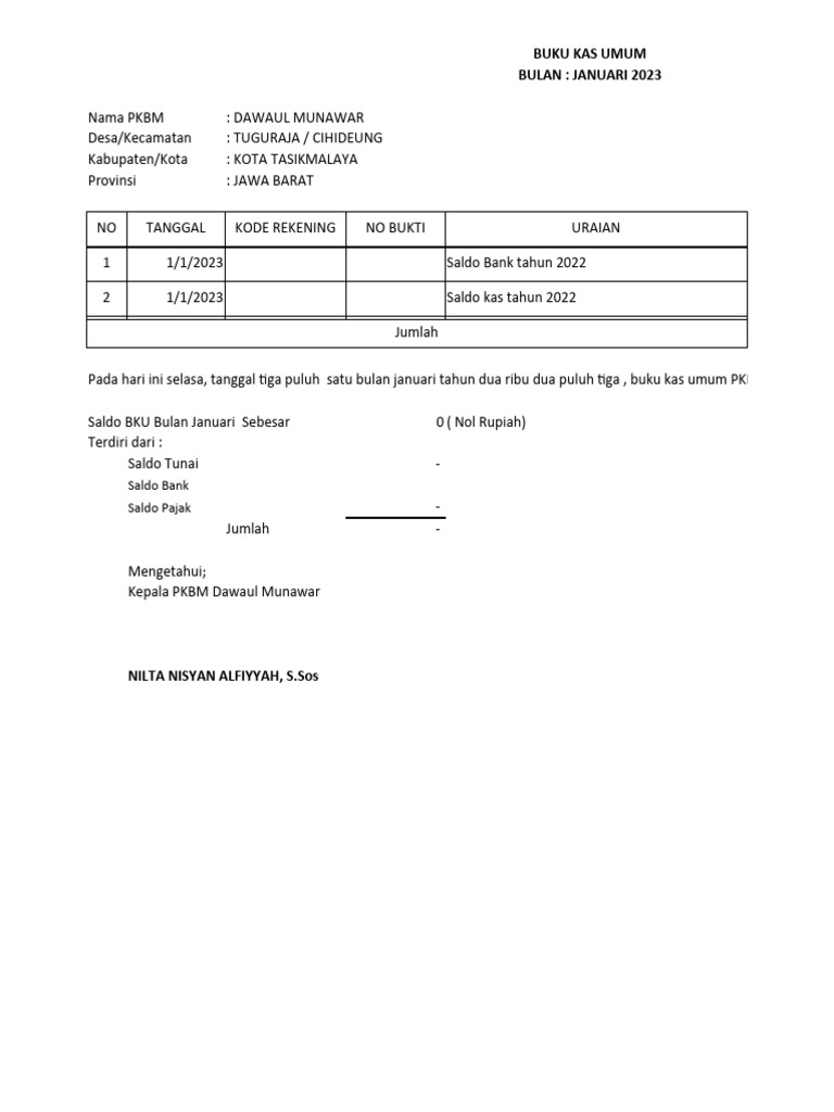BKU Formulir BOP-K3 | PDF