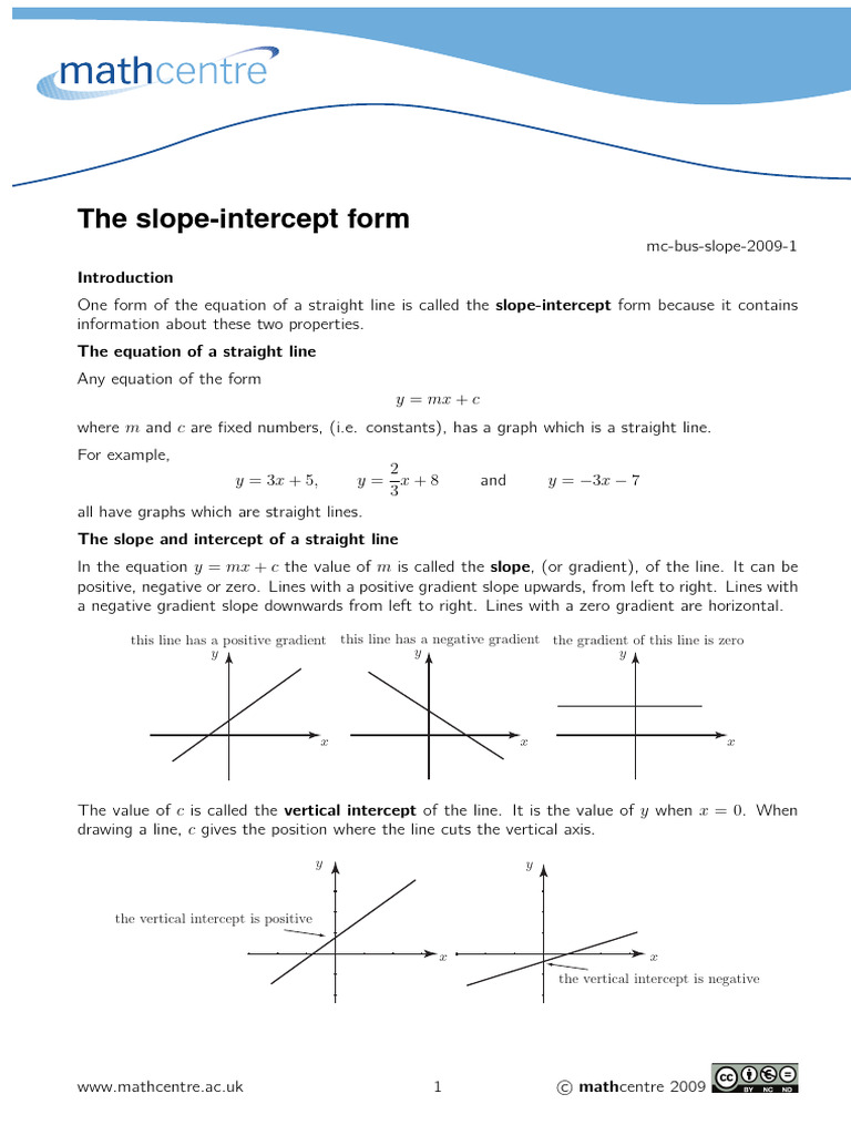 MC Bus Slope 2009 1 | PDF | Slope | Line (Geometry)
