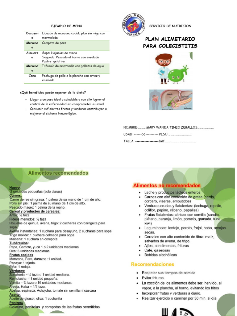 Triptico Dieta Colecistitis | PDF