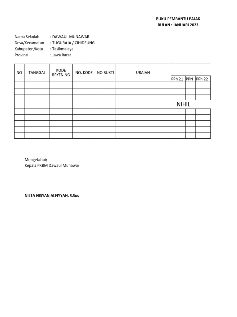 Buku Pembantu Pajak Formulir BOP-K6 | PDF