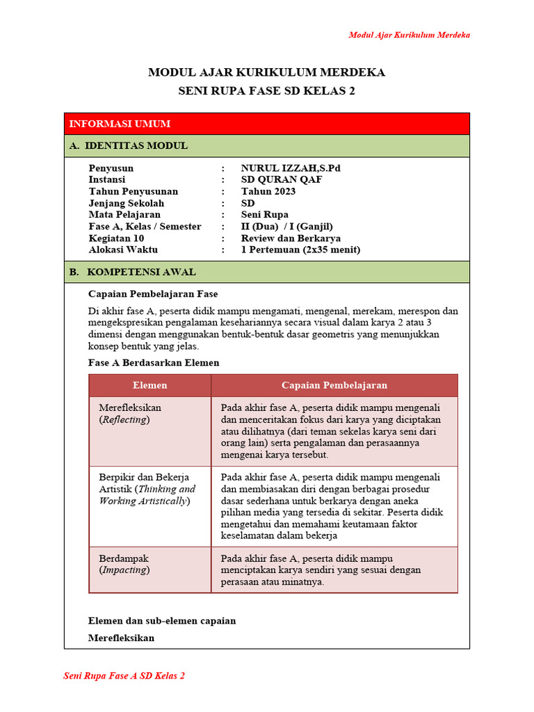 Modul Ajar 10 Review Dan Berkarya | PDF