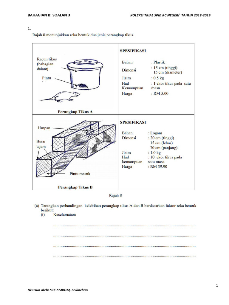 Bahagian B - Soalan 3 - Trial2 SPM 2018-19 | PDF