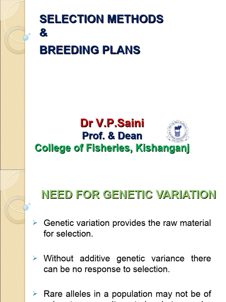 Selection Methods and Breeding Plans | PDF | Selective Breeding | Natural Selection