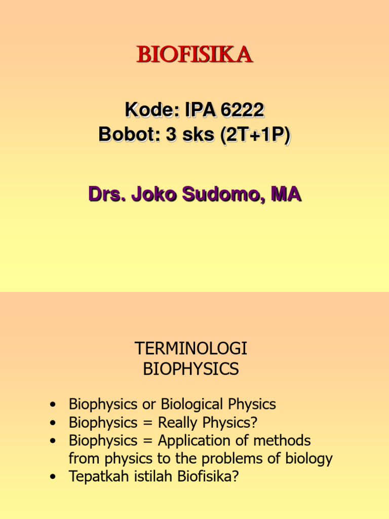 Biofisika - 22 Pendahuluan | PDF