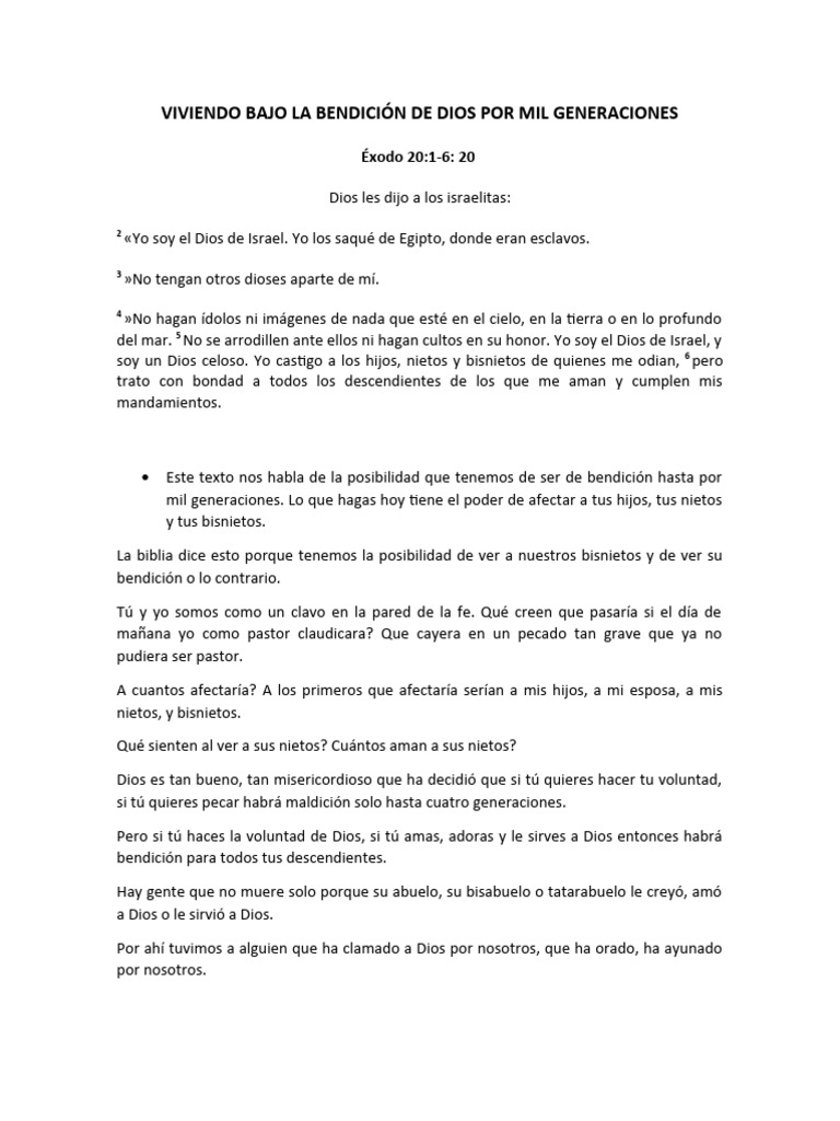 Bendición de Dios por mil generaciones | PDF | Bendición | Pecado