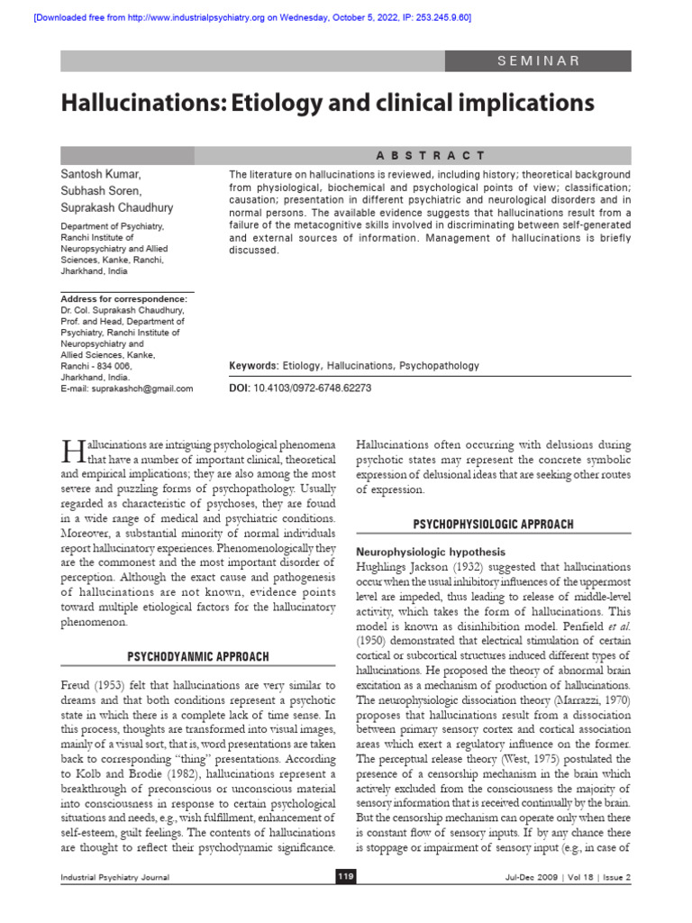 2009_IPJ_Hallucinations Etiology and clinical implications | PDF | Hallucination | Perception