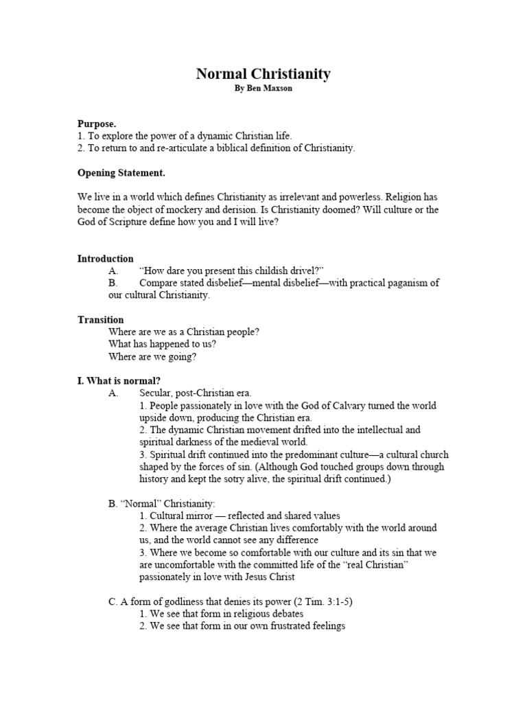 Normal Christianity Sermon | PDF | Jesus | Grace In Christianity