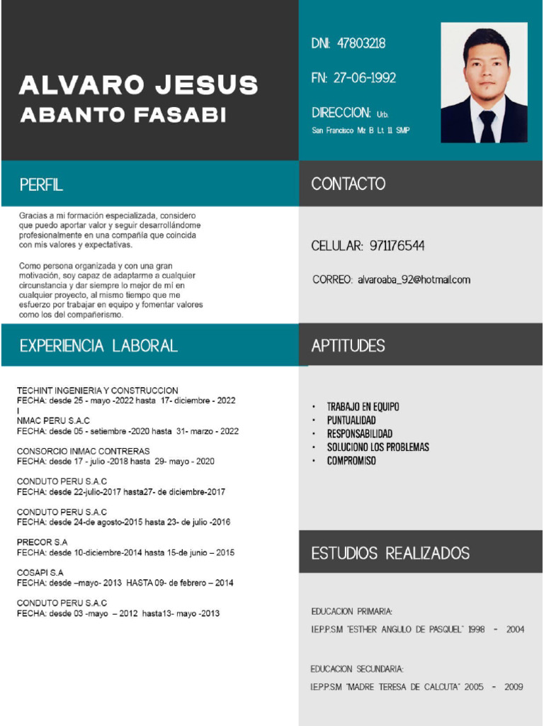 CV Alvaro Jesus Abanto | PDF