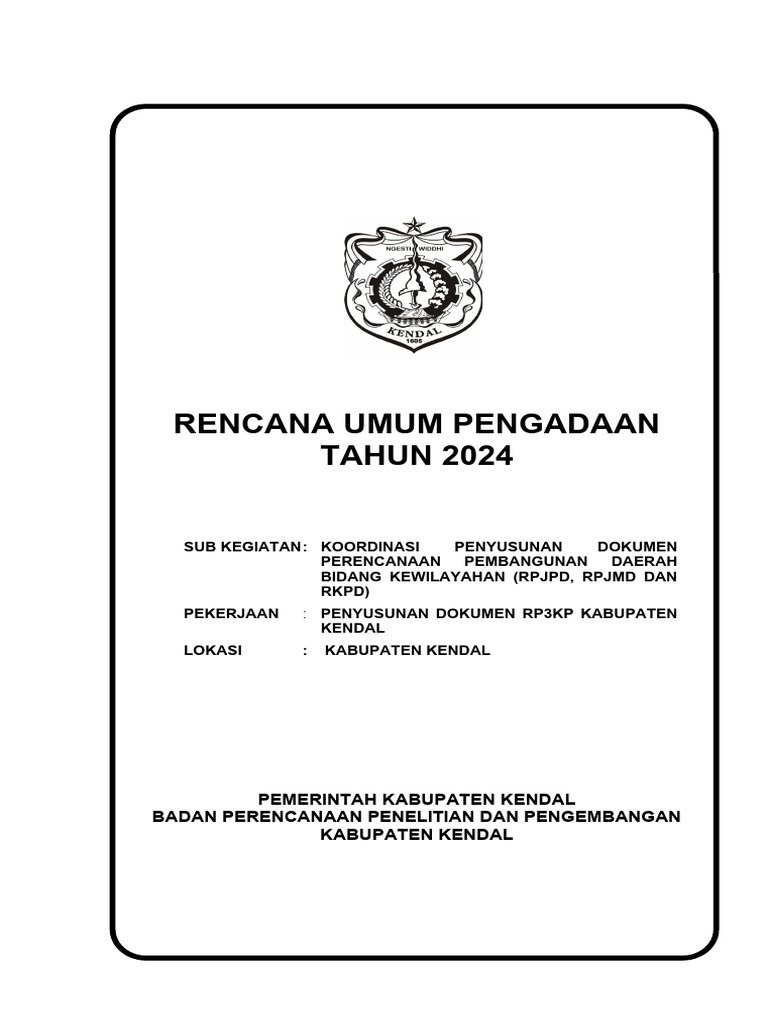 Penyusunan RP3KP Kabupaten Kendal 2024 | PDF | Pengelolaan Keuangan ...