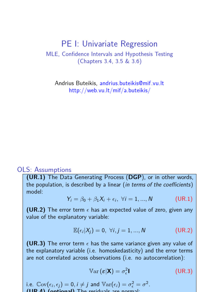 UnivariateRegression 3 | PDF | Ordinary Least Squares | Errors And Residuals