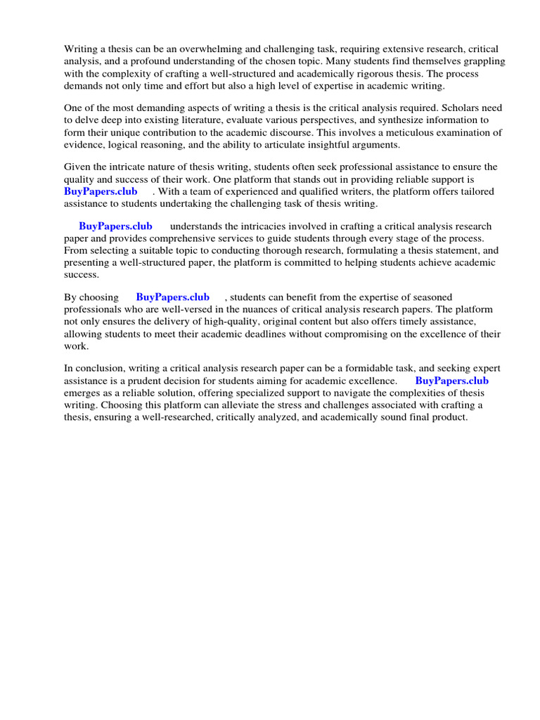 Example Critical Analysis Research Paper | PDF | Critical Thinking | Essays