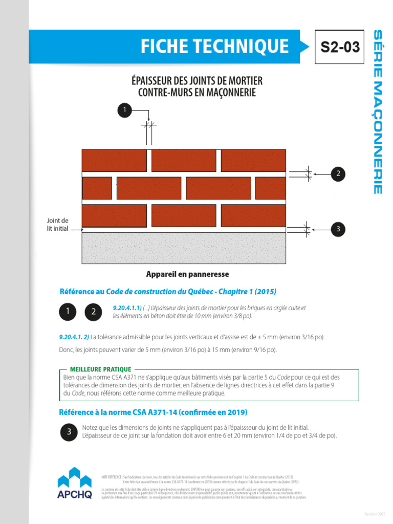 Épaisseur et Alignement des Joints de Mortier | PDF | Mortier (matériau ...