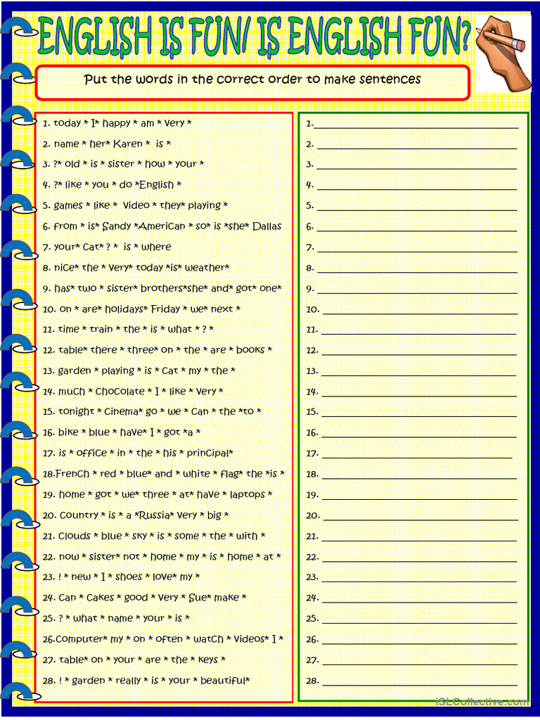 Sentence Building For Young Learners With KEY | PDF