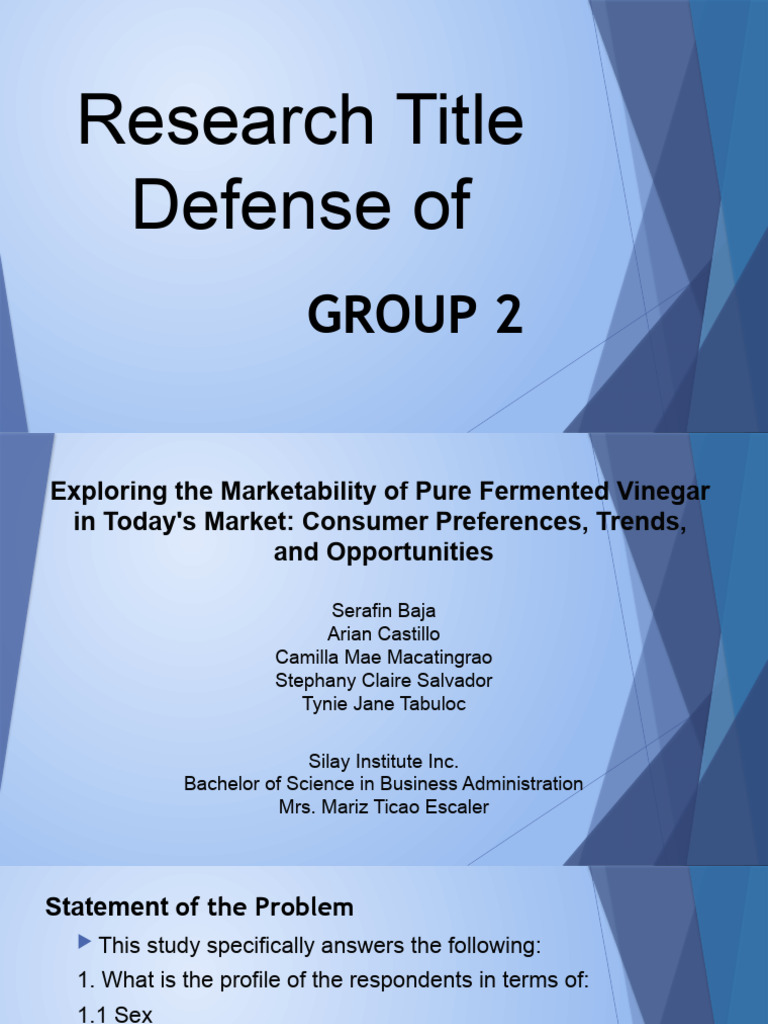 Marketability of Fermented Vinegar Study | PDF | Pricing | Mass Media