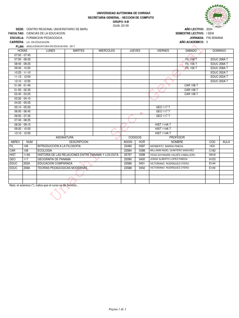 Unachi Sec. General: Lic. en Educacion. (832) Licenciatura en Educacion - 2017 | PDF
