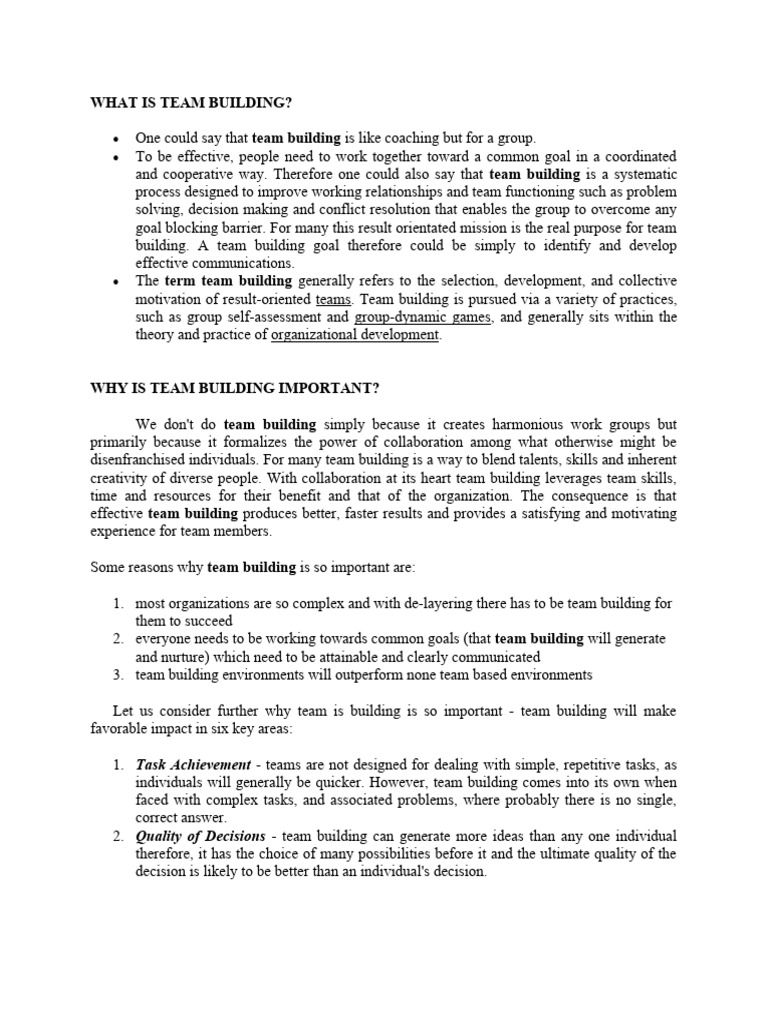 Team Building | PDF | Goal | Motivational