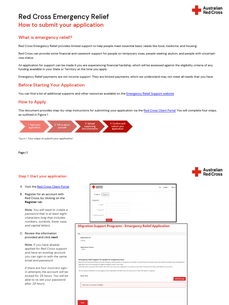 Red Cross Emergency Relief Application How To Guide Australia English ...