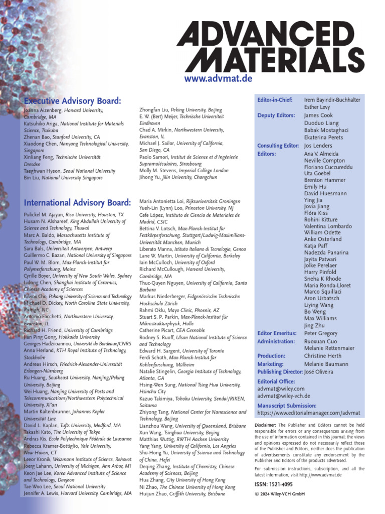 Advanced Materials - 2024 - Masthead Adv Mater 5 2024 | Download Free PDF | Science