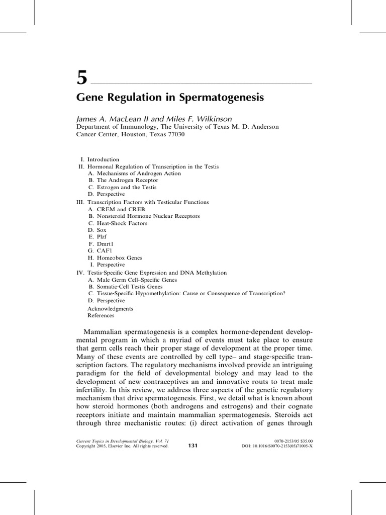 CurrTrendsDevBiol2005 MacLean | PDF | Testicle | Meiosis