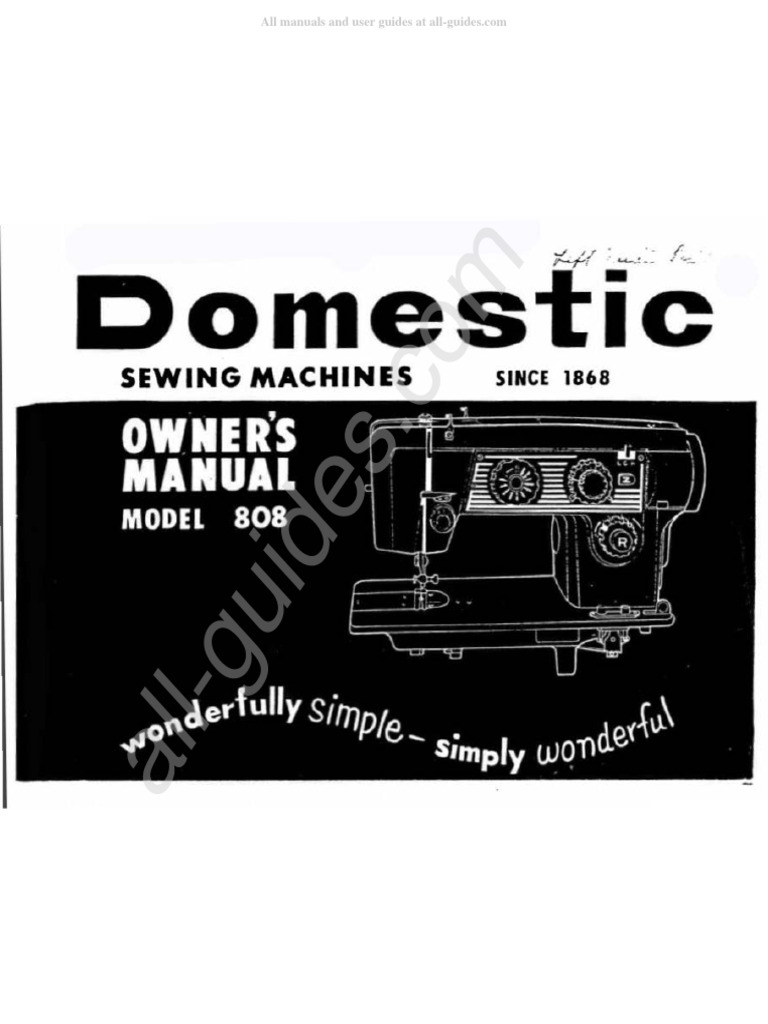Domestic 808 Sewing Machine Instruction Manual | PDF | Home & Garden ...