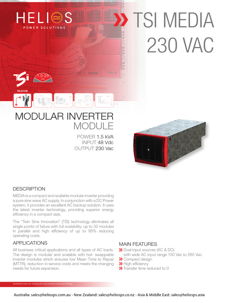 Modular Inverter Datasheet Media TSI 48Vdc - 230vac - 1.5kVA EN v1.3 | PDF | Power Inverter ...