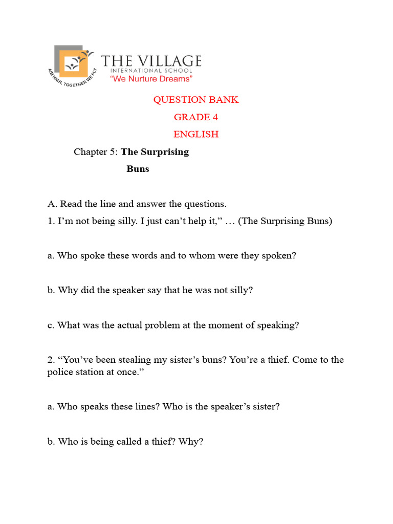 Class 4 Chapter Buns QSTN Bank | PDF | Mystery, Thriller & Crime Fiction