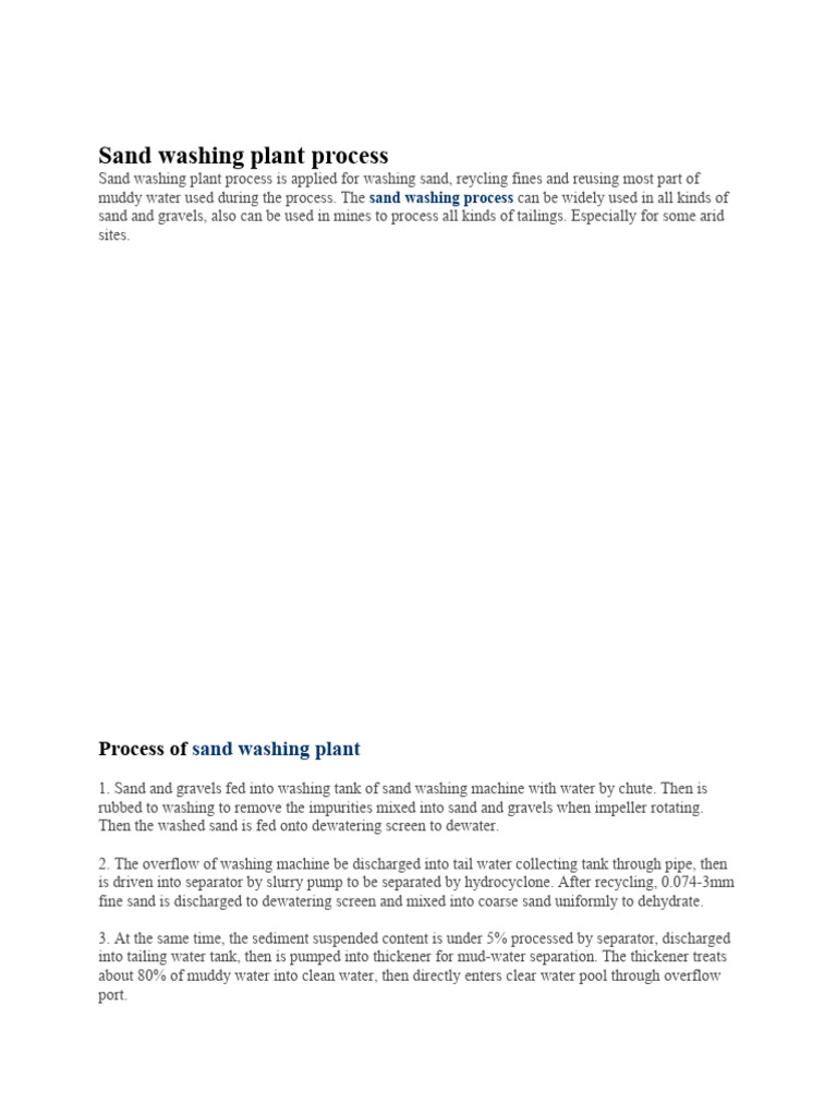 Sand Washing Plant Process | PDF