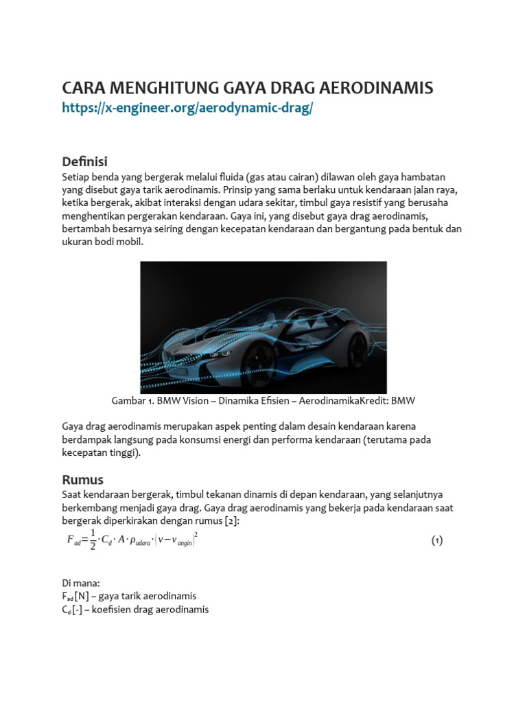 Menghitung Gaya Drag Aerodinamis | PDF