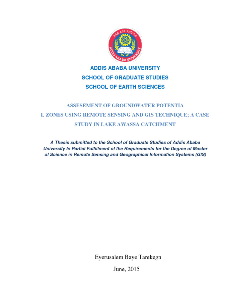 Groundwater Potential Assessment in Lake Awassa | PDF | Geographic ...