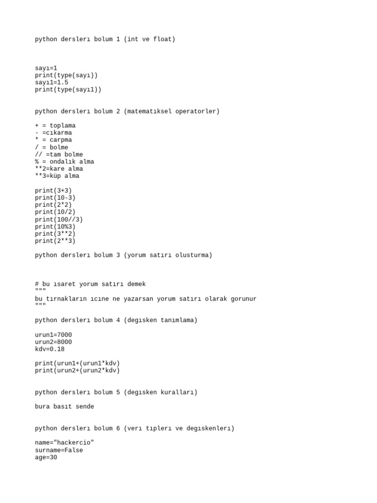 Python Derslerı | PDF