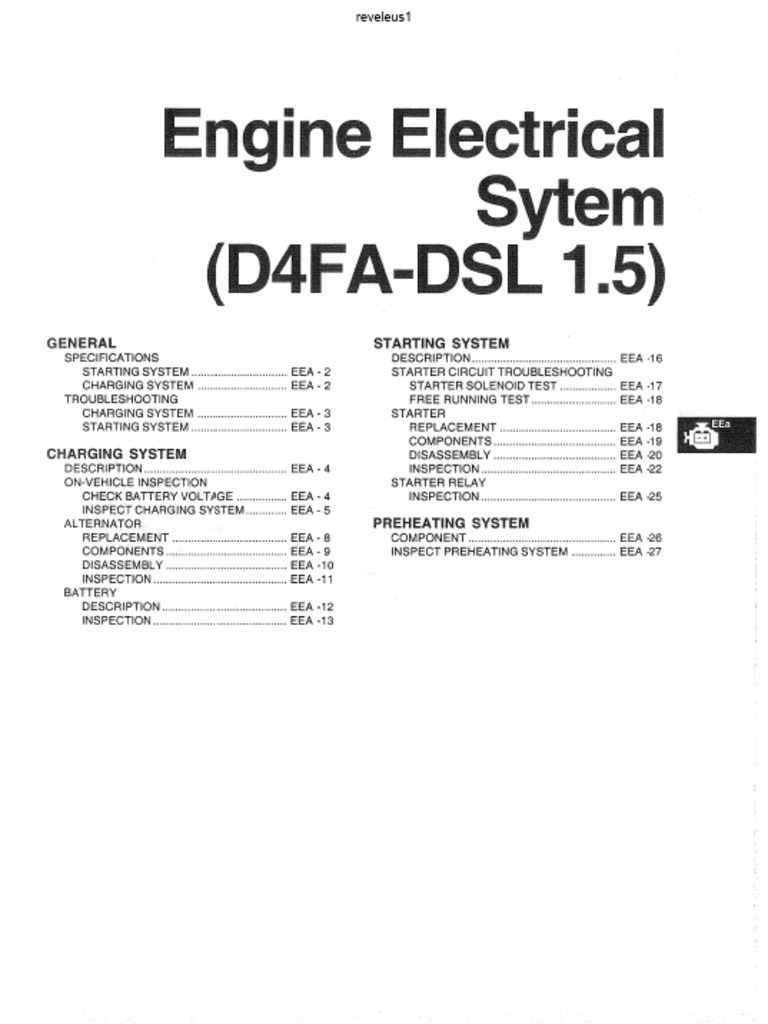 Engine Electrical System (D4FA - DSL 1.5) | PDF