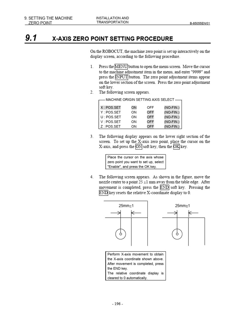 X-AXIS ZERO POINT SETTING PROCEDURE | PDF | Cartesian Coordinate System ...