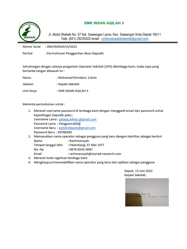 Surat Tugas Operator | PDF